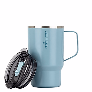 Reduce Travel Coffee Mug, 18 oz - Insulated Mug for Hot Tea, Coffee and Other Hot Drinks - With Flo-Motion Lid and Handle - Single-Serve and Cupholder Friendly - Eucalyptus