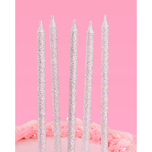 xo, Fetti 10 Iridescent Glitter Party Cake Candles Tall Thin - 10 Pcs | Bachelorette Party, Birthday Girl Gift, Fun Cake Decoration Supplies, Baby Shower, Cute Cupcake Topper