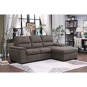 Homelegance 98" Convertible Sectional Sofa with Storage, Taupe