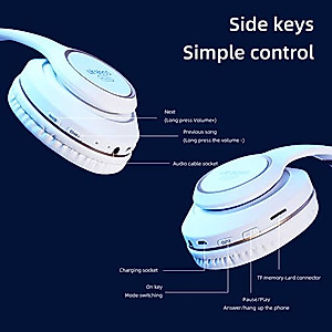 atinetok Bluetooth 5.0 Soft Earmuffs Stereo Head-Mounted Wireless Earphones - Built-in Mic Soft Earmuffs Light Weight Subwoofer Live 5.0 Over Ear Hi-Fi Noise Cancelling Bluetooth Sports