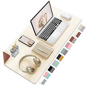 Desk Mat Large Protector Pad - Multifunctional Dual-Sided Office Desk Pad,Smooth Surface Soft Mouse Pad, Waterproof Desk Mat for Desktop, Pu Leather Desk Cover for Office/Home(Pink, 23.6" x 13.7")