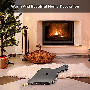 Bellows for Fire Pit Wood Stove Camping, 19"x 8" Fireplace Blower with Hanging Strap, Cast Nozzle Fireplace Bellows Outdoor and Indoor (Black)