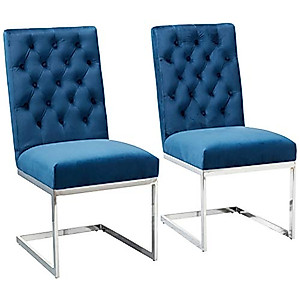 Meridian Furniture C Carlton Velvet Dining Chair, Set of 2, Navy