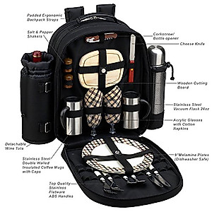 Picnic at Ascot Original Equipped 2 Person Picnic Backpack with Coffee Service, Cooler & Insulated Wine Holder - Designed & Assembled in the USA