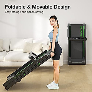Superun Folding Treadmills for Home, 3HP Treadmill with LED for Walking & Running, Portable Treadmill with Bluetooth Connectivity APP