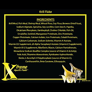 Xtreme Aquatic Fish Food - Krill Flakes - Nutritionally Balanced Professional Formula - Balanced Amino Acid Profile and No Hormones - Made in USA - High Protein Max Flavor Tropical (3.5 oz)