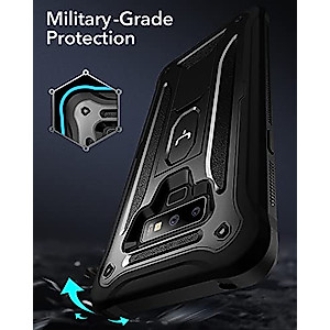 YOUMAKER Kickstand Case for Galaxy Note 9, Full Body with Built-in Screen Protector Heavy Duty Protection Shockproof Rugged Cover for Samsung Galaxy Note 9 6.4 Inch - Black