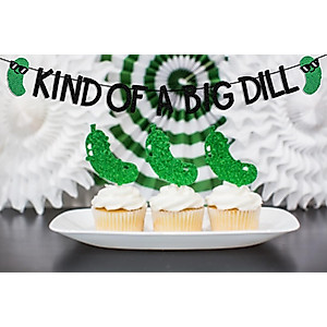 Pickle Birthday Party Decorations Pre-Strung Glitter Kind of a Big Dill Banner Cucumber Pickle Birthday Party Supplies Funny Party Favors