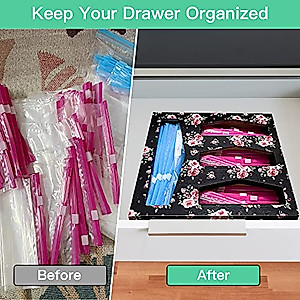 Ziplock Bag Storage Organizer, Bamboo Ziplock Bags Container for Drawer, Food Storage Bag Holders Compatible With Ziploc, Solimo, Glad, Hefty For Gallon, Quart, Sandwich And Snack Variety Size Bags (Citrus)