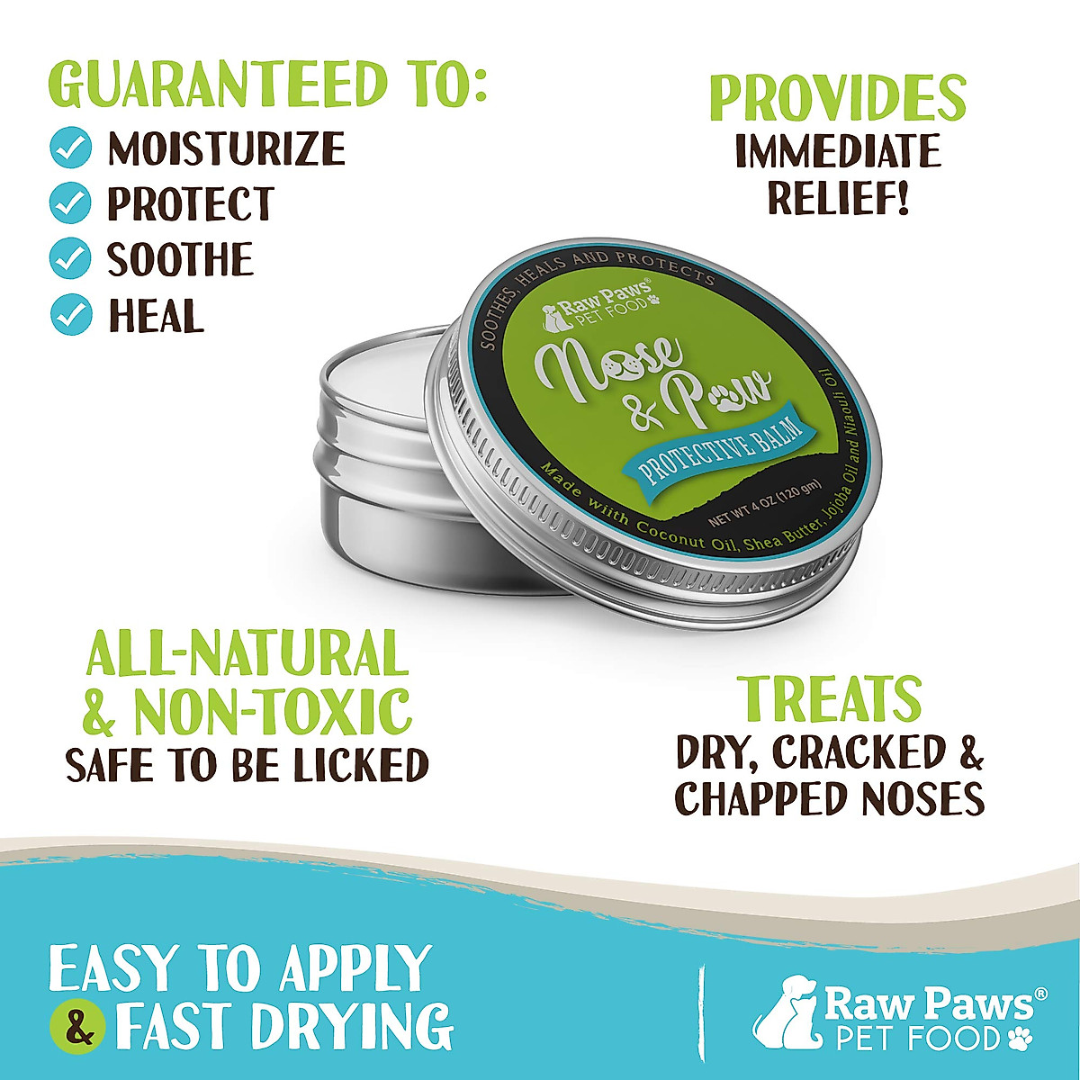 Raw Paws Nose & Paw Balm, 4-oz - Dog Nose Balm & Cat Nose Relief - Essential Frenchie, English Bulldog Accessories - Snout Soother for Dogs & Cats - Dog Nose Butter Dogs Need - Nose Balm Natural