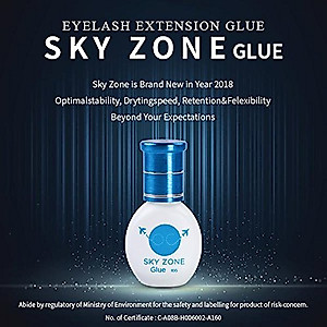 Eyelash Extension Glue sky zone 5 ml/Volume and Classic lashes/1-2 Sec Drying time/Retention 7 weeks/Latex free/Mink/Silk/Low fumes