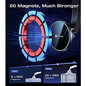 VICSEED for MagSafe Car Mount [Fit All Mirrors & Phones] Rearview Mirror Phone Holder for Car [20 Strong Magnets] Magnetic Rear View Mirror Phone Holder Hands Free 360° Rotatable Phone Mount for Car
