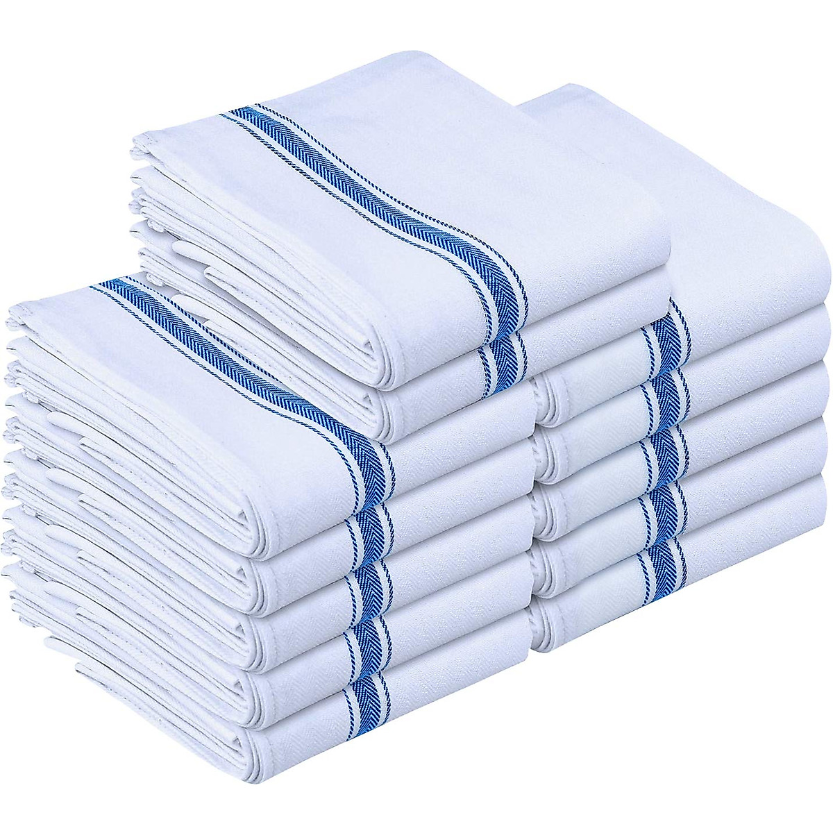 Utopia Towels Dish Towels, 15 x 25 Inches, 100% Ring Spun Cotton Super Absorbent Linen Kitchen Towels, Soft Reusable Cleaning Bar and Tea Towels Set (12 Pack, Blue)