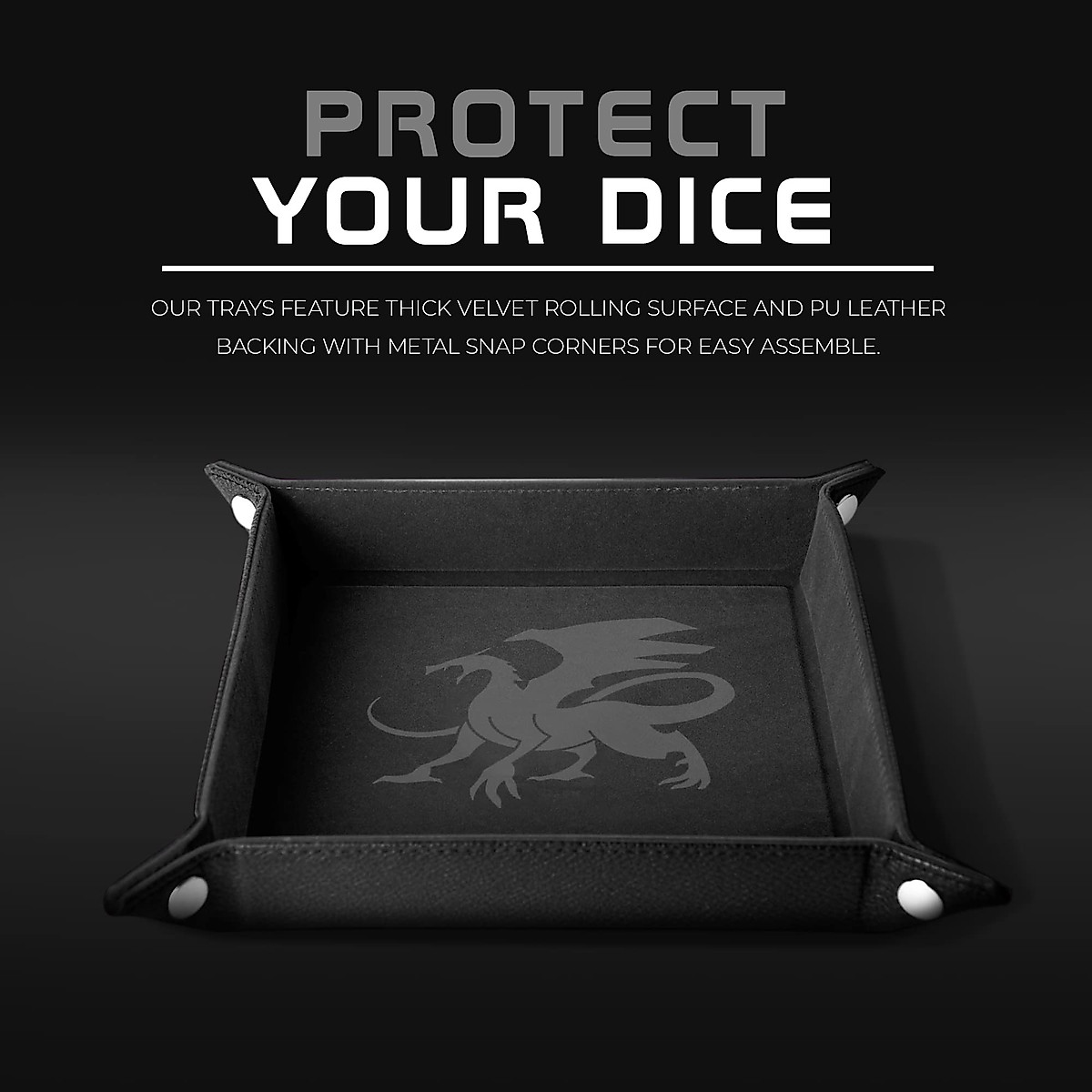 Dice Tray - Green Velvet dice Rolling Tray by AKO Dice - for RPG, DND, and Other Dice Games.