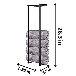 Bathroom Towel Rack Wall Mounted, Towel Racks for Bathroom, Towel Racks Storage for Bathroom Towel Storage Holders Wall for Rolled Bath Towel Black