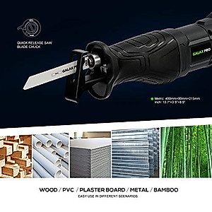 GALAX PRO Reciprocating Saw, 7.5 Amp Variable Speed Corded Reciprocating Saw with1-1/8"(28mm) Stroke Length, 2800SPM and 6" Max. cutting Depth in Wood and Metal Cutting