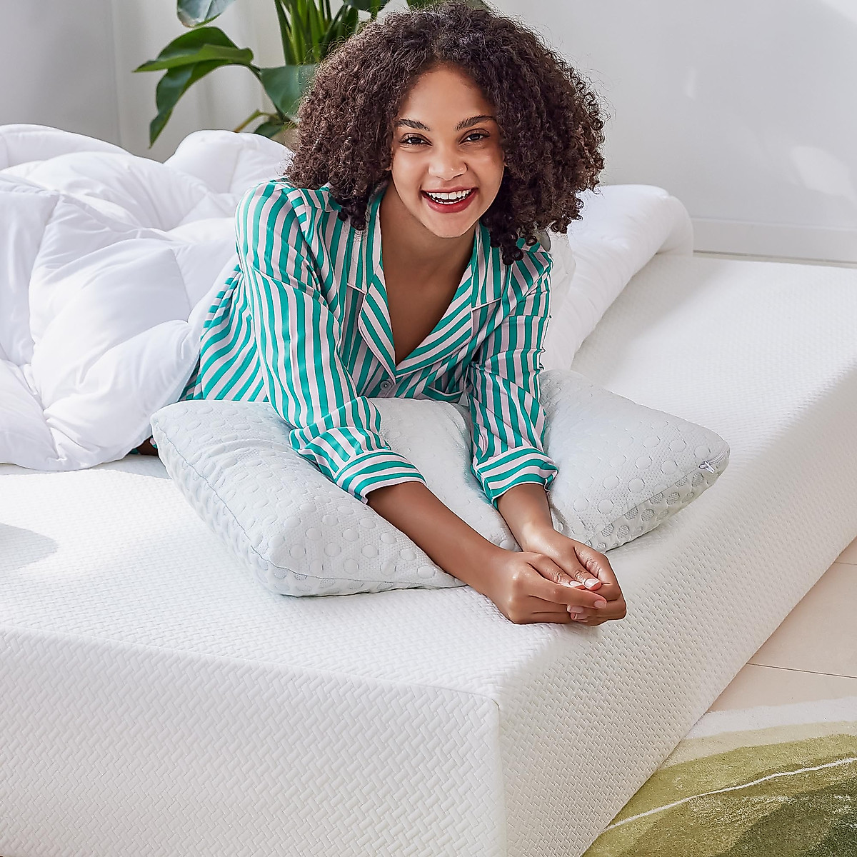 Hcore RV Mattress 10" Short King,Green Tea Medium Firm Memory Foam Mattress in a Box,Pressure Relief,Campers/Trailers/Trucks Mattress in a Box,CertiPUR-US Certified,Made in USA