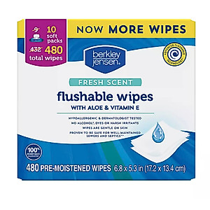 Berkley and Jensen Flushable Cleansing Wipes, 432 ct.