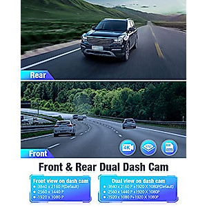 OMBAR Dash Cam Front and Rear 4K/2K/1080P+1080P 5G WiFi GPS, Dash Camera for Cars with Free 64G SD Card, Dual Dash Cam with WDR Night Vision, 24h Parking Mode,170°Wide, G-Sensor, Loop Recording, APP