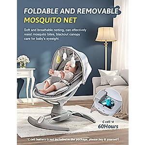 Baby Swings for Infants, Electric Portable Baby Swing by Remote Control 3 Swing Speeds and Music Speaker, Adjustable Recline Baby Bouncer with Harness Belt Suitable for 5-20 lbs Newborn Toddler