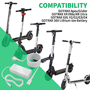 42V 2A Charger for 36V Bike Lithium Batteries. for Jetson, Gotrax and All Brands of 36V Electric Scooter Lithium Batteries, 5.5 * 2.5 1 Claw Universal Charger (White)