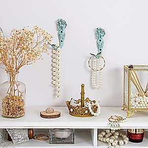 SOFFEE DESIGN Set of 2 Mermaid Shape Metal Wall Coat Hooks, Farmhouse Decoration Wall Mounted Hanging Racks Coat Hooks for Keys, Towels, Clothes, Scarf, Bag