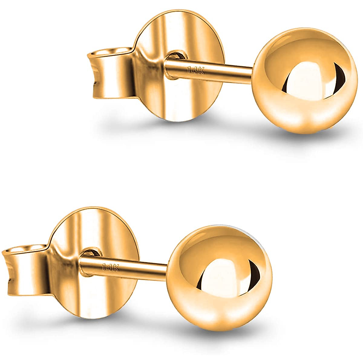 Savlano 14K Gold Ball Stud Earrings For Women - Made in Italy Comes With Savlano Gift Box (Yellow, 5mm)