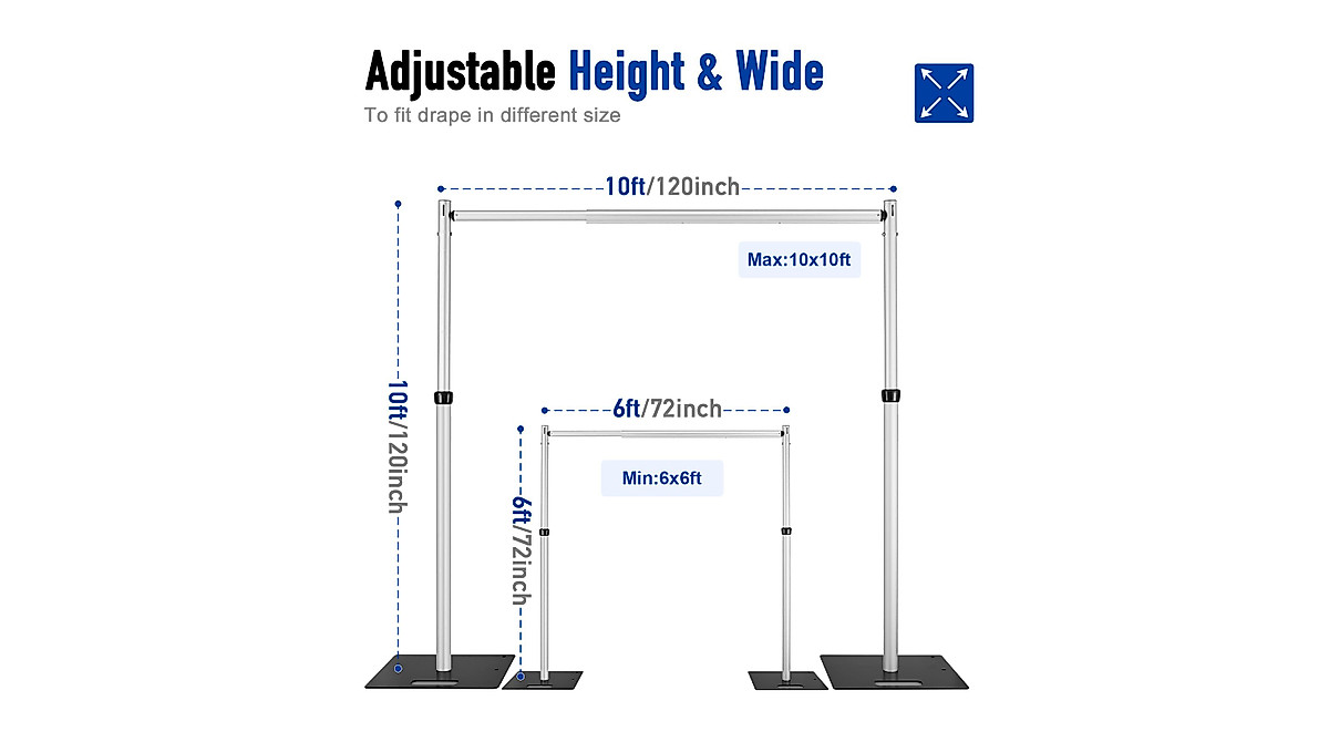Hecis Adjustable Pipe and Drape Kit for Events