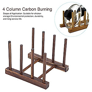 Wooden Dish Plates Holder Wood Dish Rack 4/6 Column for Dish Plate Bowl Cup Home Storage Cabinet(4.9 x 5.5 x 4.1in)