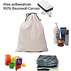 Laundry Bag Large 24 X 36 inch Heavy duty 100% Cotton Canvas natural color fabric Draw Strings Organizer travel camp home college Dorm Dirty cloth plain Big Santa Sacks storage (Pack of 2)