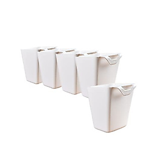5 Piece Hanging Cup Holder,Trolley Storage Basket,Trolley Accessories,4.75x4"Hanging Pen Holder,Hanging Bucket,Plant Container,Storage Bucket,Makeup Pencil Holder White