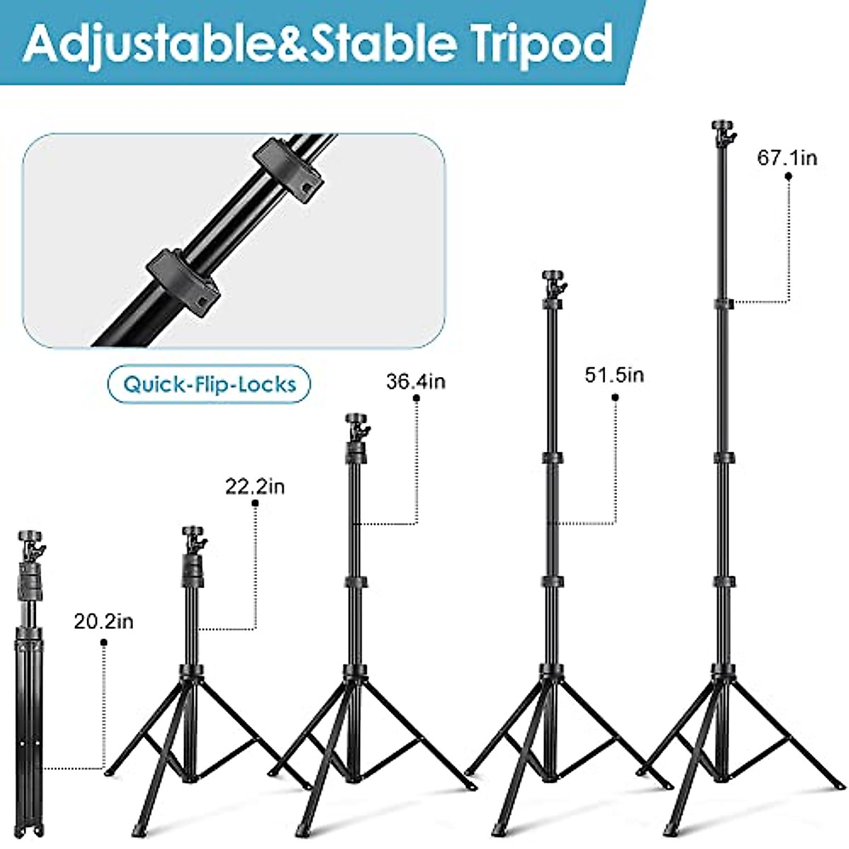 Aureday 67'' Selfie Stick,Phone Tripod Stand with Remote, Cell Phone Stand Tripod with Phone Holder for Vlogging，Recording, Compatible with iPhone&Android Phone/Cameras/GoPro