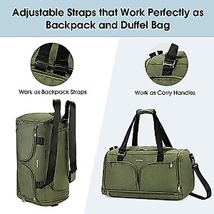 Gym Bag for Women Men Sports Backpack with Wet Pocket & Shoes Compartment Travel Duffle bag with Toiletry Bag Weekender Overnight Bag Carry On Backpack Army Green