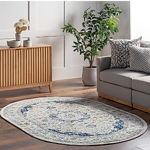 nuLOOM Paisley Verona Vintage Persian Area Rug, 3' x 5' Oval, Blue