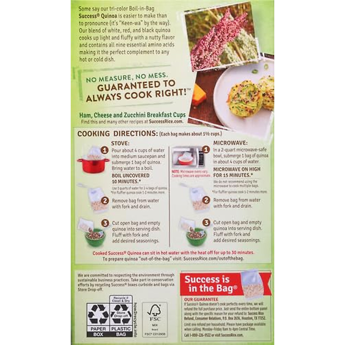 Success Boil-In-Bag Quinoa, Quick Tri-Color Quinoa, 12-Ounce Box