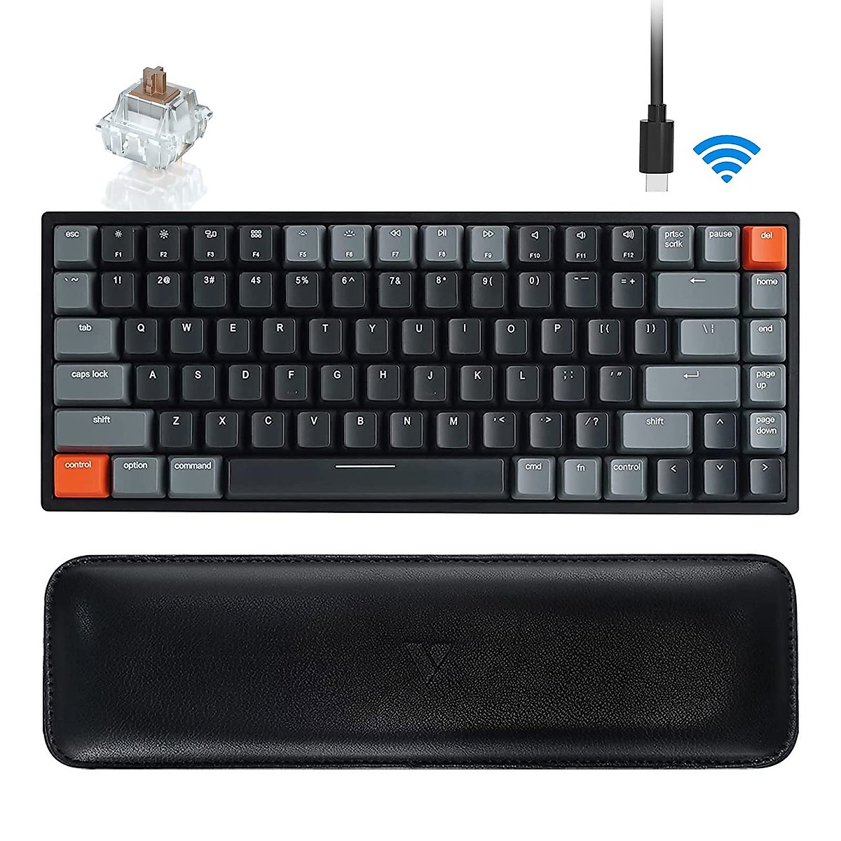 Vissles V84 Wireless Bluetooth/USB Wired Mechanical Keyboard with Wrist, Hot Swappable Mechanical Gaming Keyboard Compact 84 Keys, Tenkeyless RGB Dynamic Backlit for Mac Windows (hot swappable-Brown)