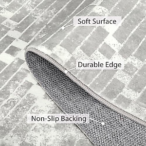 ROYHOME Washable Area Rug Entryway Small Rug Non-Slip Diamond Distressed Accent Rugs Modern Geometric Floor Carpet for Door Mat Bedroom Kitchen Living Room Rug, Grey, 2' x 3'