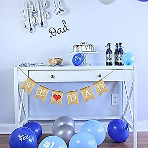 Uniwish We Love Dad Banner Burlap Bunting Rustic Papa Gift Happy Father’s Day Birthday Party Decorations for Men