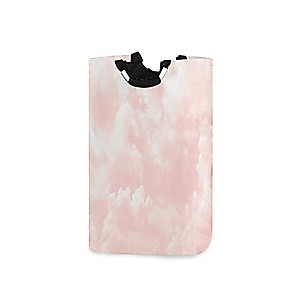 xigua Pink Clouds & Sky Laundry Hamper, Waterproof Foldable Clothes Hamper with Handles Large Laundry Basket for Nursery Dirty Clothes Toys Organizer