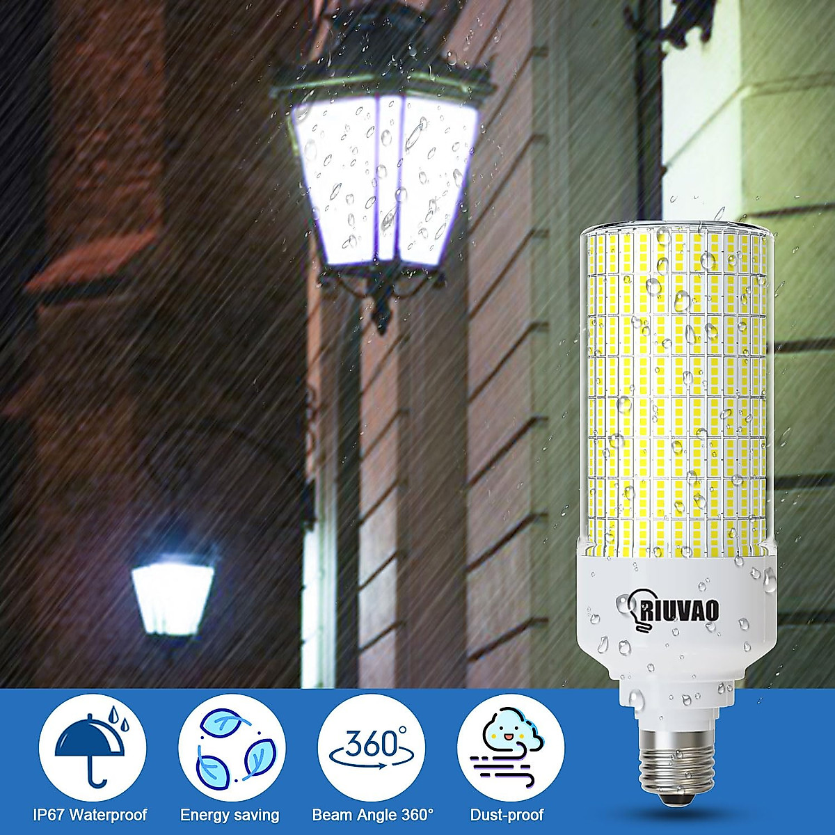 RIUVAO Led Corn Light Bulb 2 Pack,800W Equivalent 5000K Daylight 12000Lm Super Bright E26/E39 Base 80W Led Corn Bulbs,Replace Metal Halide HID CFL Led Bulb for Outdoor Indoor Area