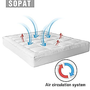 SOPAT Extra Thick Mattress Topper King 400TC Cotton Pillow Top Breathable Mattress Pad Protector with 8-22" Deep Pocket Soft Down Alternative Fill Mattress Cover (78x80 Inches, White)