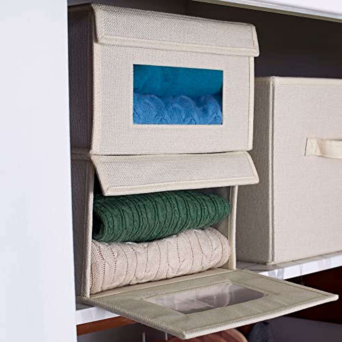 Household Essentials Large Drop Front Shoe Box 2 Pack, Beige