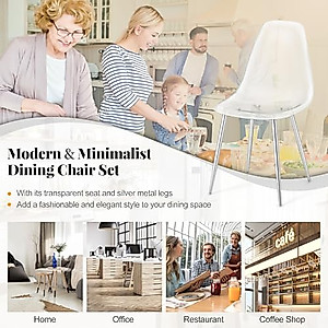 Tangkula Glass Dining Table Set for 4, Modern Tempered Glass Kitchen Table and Chairs, Glass Dining Room Table Set for Small Living Room, Kitchen