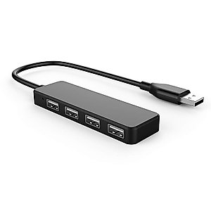 USB Hub, USB Splitter,USB 4-Port Adapter,USB Extender for Laptop, PC, MacBook, Mac Pro, Mac Mini, iMac, Surface Pro and More (Black-USB 2.0/0.3m)