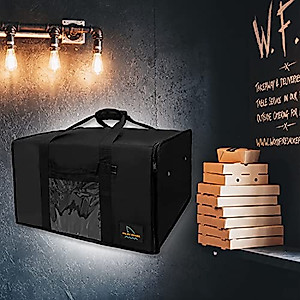 OujiuShark Insulated Pizza Bags for Delivery, 20in x 20in x 12in, Commercial Pizza Warmer Bag, Large Pizza Carrier for Hot and Cold Food (Black)