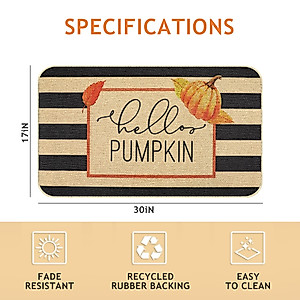 Erweicet Fall Hello Pumpkin Maple Mat Autumn Pumpkin Maple Doormat Thanksgiving Front Door Fall Blanket Fall Outdoor Non Slip Mat Autumn Harvest for Indoor Outdoor Mat