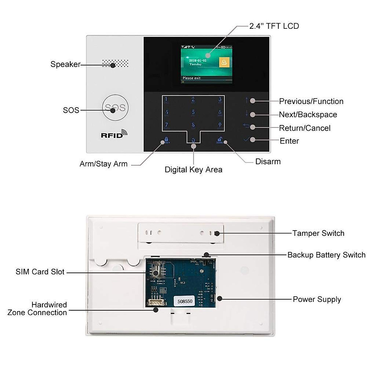 KEEPWORD WiFi IP GSM Tuya Wireless Intelligent Home Office Security Alarm Burglar Anti-Theft System,RFID Access,Auto Dialer,Easy Install