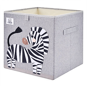 CLCROBD Foldable Animal Cube Storage Bins Fabric Toy Box/Chest/Organizer for Toddler/Kids Nursery, Playroom, 13 inch (Zebra)