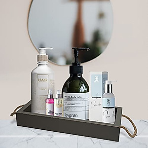 YELLOW LOTUS Toilet Tank Tray - Tray for Bathroom Countertop Organizer, Decorative Toilet Tank Topper Tray, Over The Tank Toilet Paper Holder, Grey Toiler Paper Basket for Back of Toilet, 14 inch