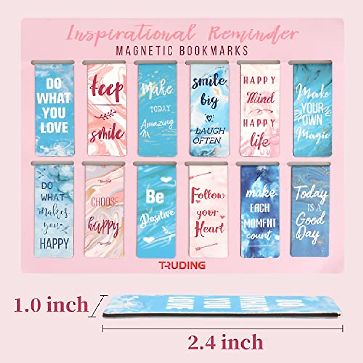 12 Pieces Inspirational Magnetic Bookmarks Encouraging Magnet Page Marker Clips Positive Book Markers for Girls, Women, Teachers, Students, Readers and Book Lovers